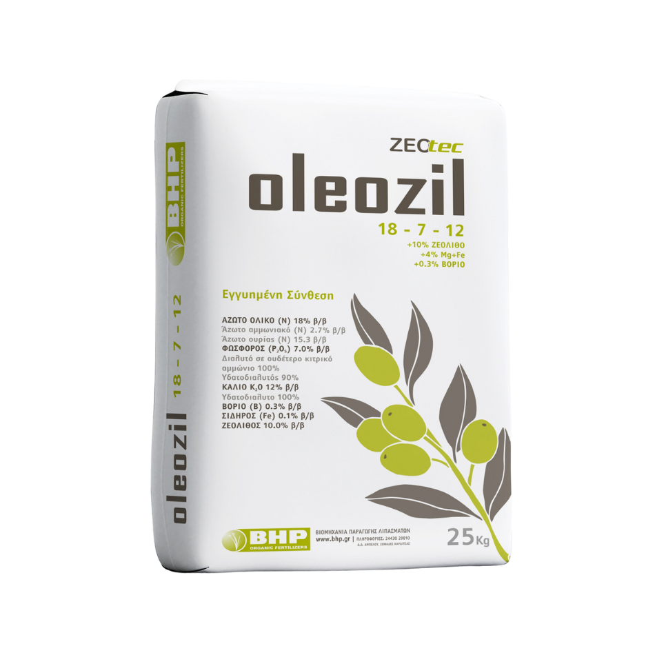Λίπασμα για ελιές OLEOZIL 18-7-12 0,3B +10% ζεόλιθος 25kg – AGROKA